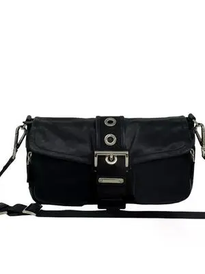 Prada 2013-2026 Tessuto And Calfskin Crossbody Bag - Black