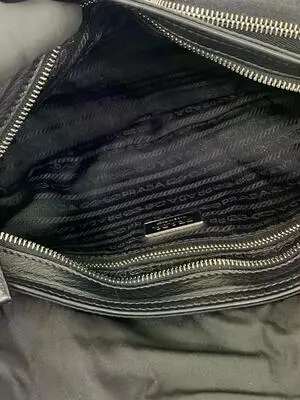 Prada 2013-2026 Tessuto And Calfskin Crossbody Bag