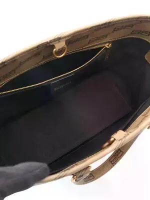 Balenciaga 2018-2026 Small Bb Monogram Coated Canvas Signature Shopper Tote Bag - Brown