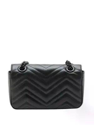 Gucci 2000-2015 Small Gg Marmont Matelasse Calfskin Monochrome Shoulder Bag - Black