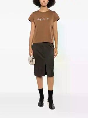 AGNES B. Logo-print T-shirt - Brown