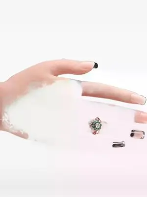 LB EXCLUSIVE Flower-motif Diamond And Emerald Ring - Silver