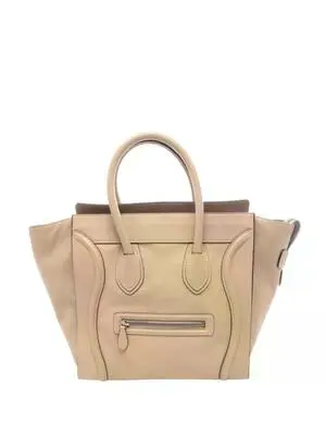 Celine 2010-2026 Mini Drummed Calfskin Luggage Tote Bag - Neutrals