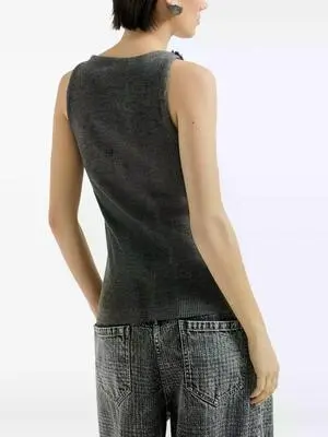 Brunello Cucinelli Ribbed Wool Jersey Top With Dazzling Lace Embroidery