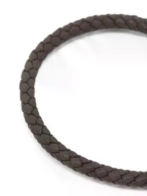 TOM FORD Braided Leather Bracelet - Grey