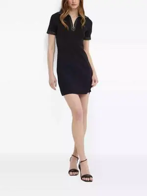 MORGAN Zip-up Short-sleeve Mini Dress - Black