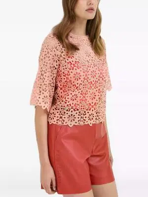 MORGAN Lace Openwork Top - Pink