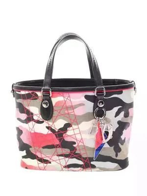 Dior 2010-2026 Anselm Reyle Mini Canvas Camouflage Shopping Tote Bag - Red