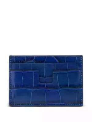 TOM FORD Crocodile-effect Leather Card Holder - Blue
