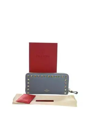 Valentino Garavani 2010-2026 Leather Rockstud Zip Around Wallet Long Wallets