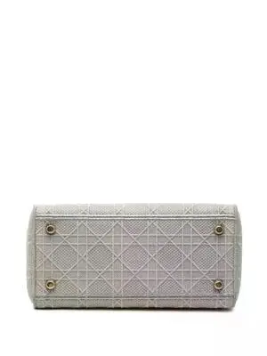 Dior 2020 Medium Embroidered Canvas Cannage Lady D Lite Satchel
