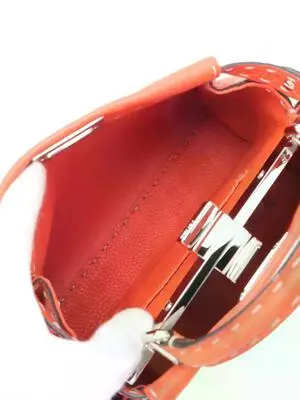 Fendi 2010-2026 Mini Leather Iconic Peekaboo Satchel - Orange