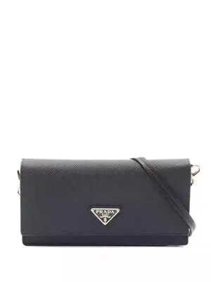 Prada 2013-2026 Saffiano Wallet On Strap Crossbody Bag - Black