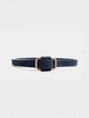 Brochu Walker Saddle Suede Belt With Rectangular Buckle - Navy