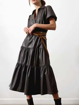 Brochu Walker The Havana Vegan Leather Dress - Timber