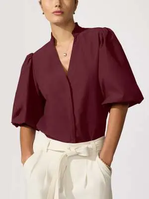 Brochu Walker The Marla Shirt With Gathered Shoulders And Bubble Sleeves