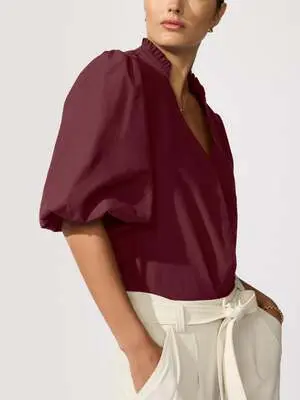 Brochu Walker The Marla Shirt With Gathered Shoulders And Bubble Sleeves