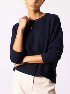 Brochu Walker The Everyday Cashmere Bright Crew - Navy