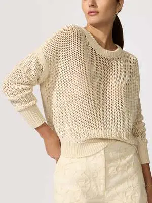 Brochu Walker The Everyday Pointelle Bright Crew - Ecru
