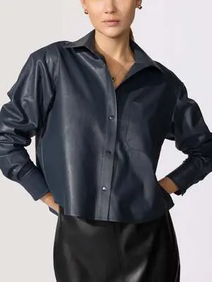 Brochu Walker Everyday Cropped Vegan Leather Shirt