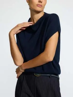 Brochu Walker The Morten Funnel Neck Cashmere Top - Navy