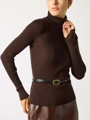 Brochu Walker The Noel Ribbed Turtleneck - Truffle