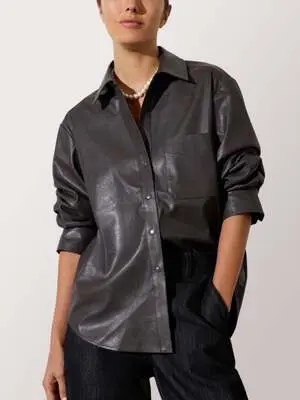 Brochu Walker Pia Vegan Leather Shirt - Timber
