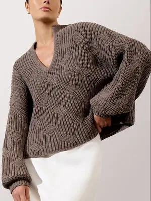 Brochu Walker The Grayson Cable Pullover - Brume
