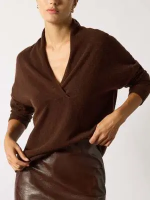 Brochu Walker The Siena Wrap Neck Cashmere Pullover - Java Mélange