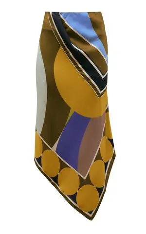 Amir Taghi Pilar Silk Twill Draped Scarf Skirt