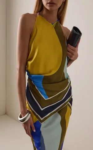 Amir Taghi Silk Halter Neck Printed Top - Multi