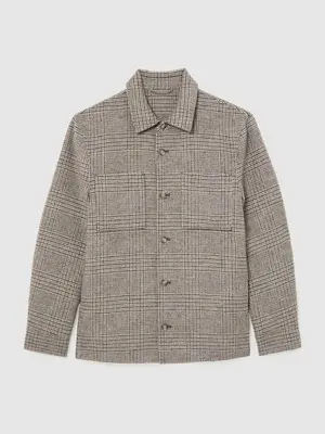 REISS Check Gano Check Wool-blend Check Twin-pocket Overshirt