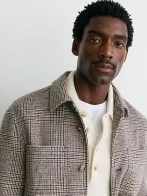 REISS Check Gano Check Wool-blend Check Twin-pocket Overshirt