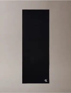 Calvin Klein Monogram Embroidery Fine Rib Scarf Black