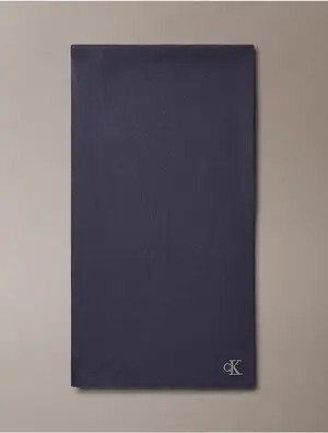 Calvin Klein Monogram Embroidery Fine Rib Scarf - Blue Nights