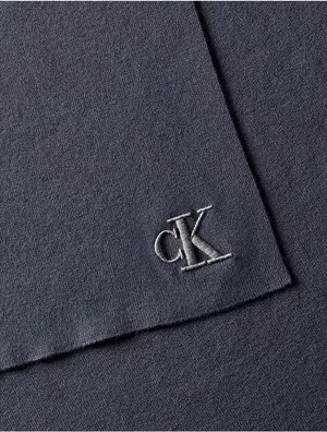 Calvin Klein Monogram Embroidery Fine Rib Scarf - Blue Nights