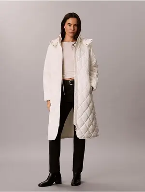 Calvin Klein Calvin Klein Quilted Hooded Long Liner Coat Tofu