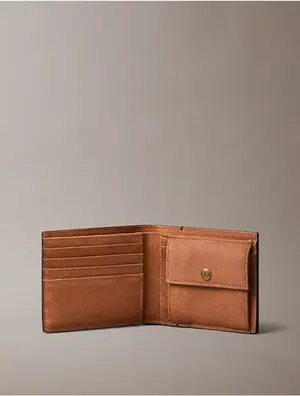 Calvin Klein Suede Monogram Bifold Wallet With Coin Pouch
