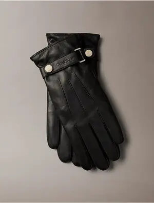 Calvin Klein Smooth Leather Strap Gloves