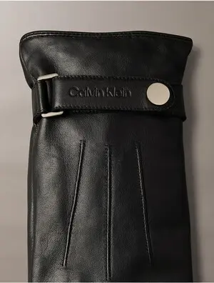 Calvin Klein Smooth Leather Strap Gloves