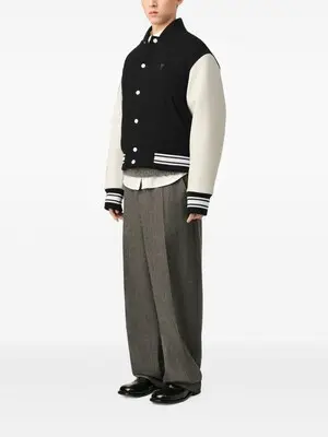 AMI Paris Wool And Leather Bomber Jacket