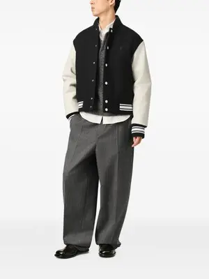 AMI Paris Wool And Leather Bomber Jacket