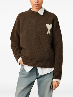 AMI Paris De Coeur Wool Crewneck Sweater