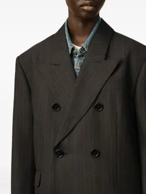 AMI Paris Wool Double-breasted Blazer With Pinstripes