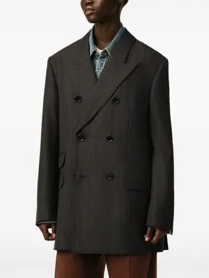 AMI Paris Wool Double-breasted Blazer With Pinstripes