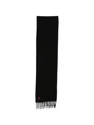 AMI Paris De Coeur Wool Scarf - Black