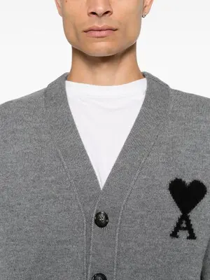 AMI Paris De Coeur Wool Cardigan
