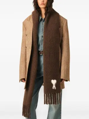 AMI Paris De Coeur Wool Scarf