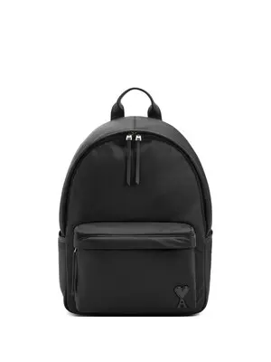 AMI Paris Nylon Backpack - Black