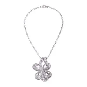 MODENAIRE Butterfly Crystal Drop Pendant Necklace - Silver